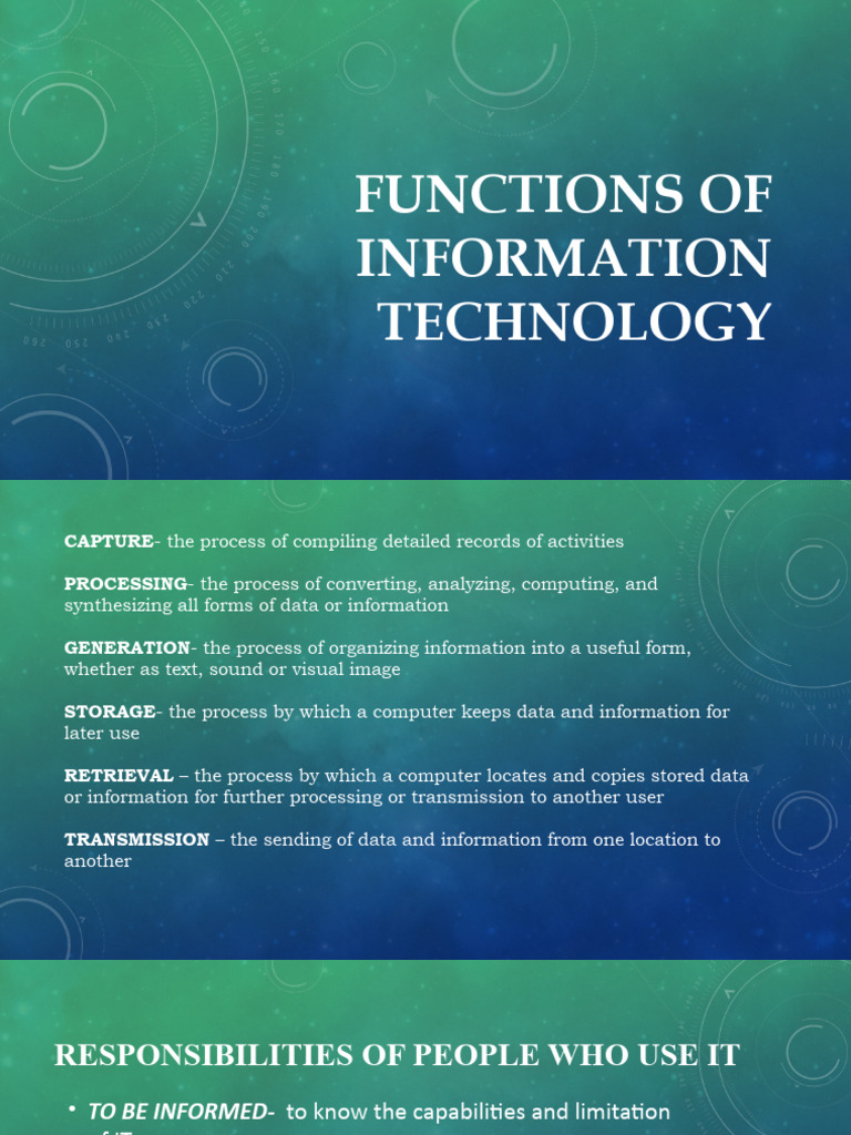 Lesson 5 - FUNCTIONS OF INFORMATION TECHNOLOGY | PDF
