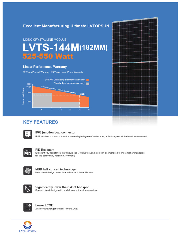 LVTS Product Manual | PDF | Solar Cell | Electrical Engineering