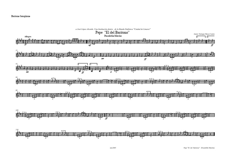 Pepe El Del Baritonookok Partes Baritone Saxophone | PDF