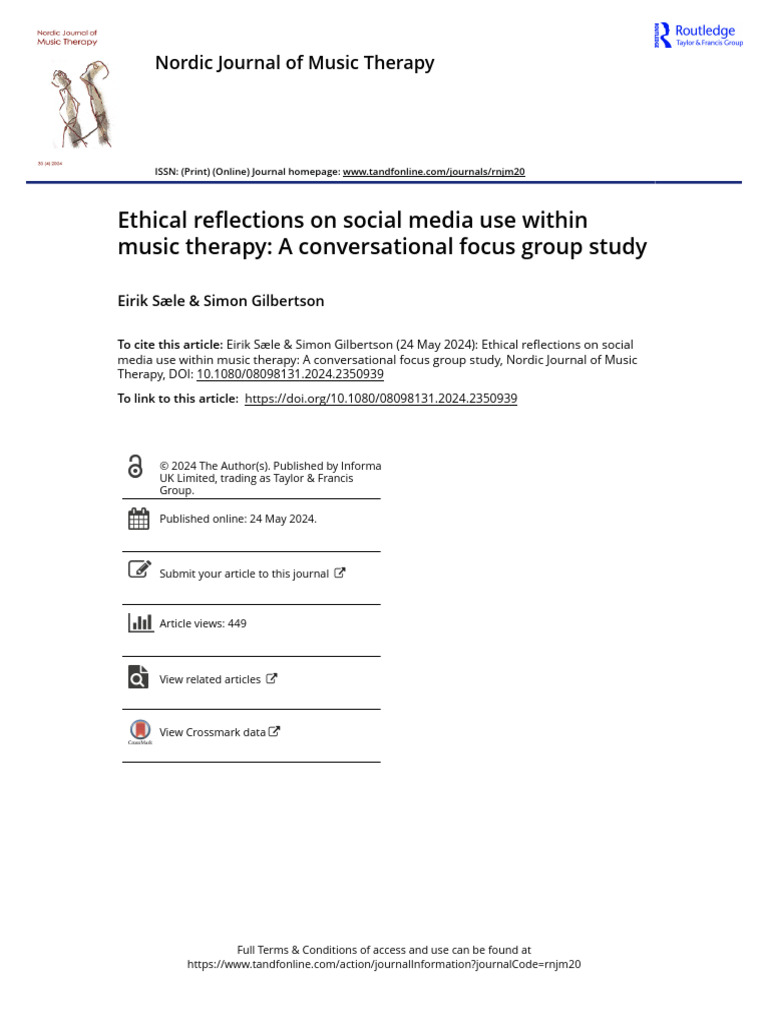 Ethical Reflections On Social Media Use Within Music Therapy A ...
