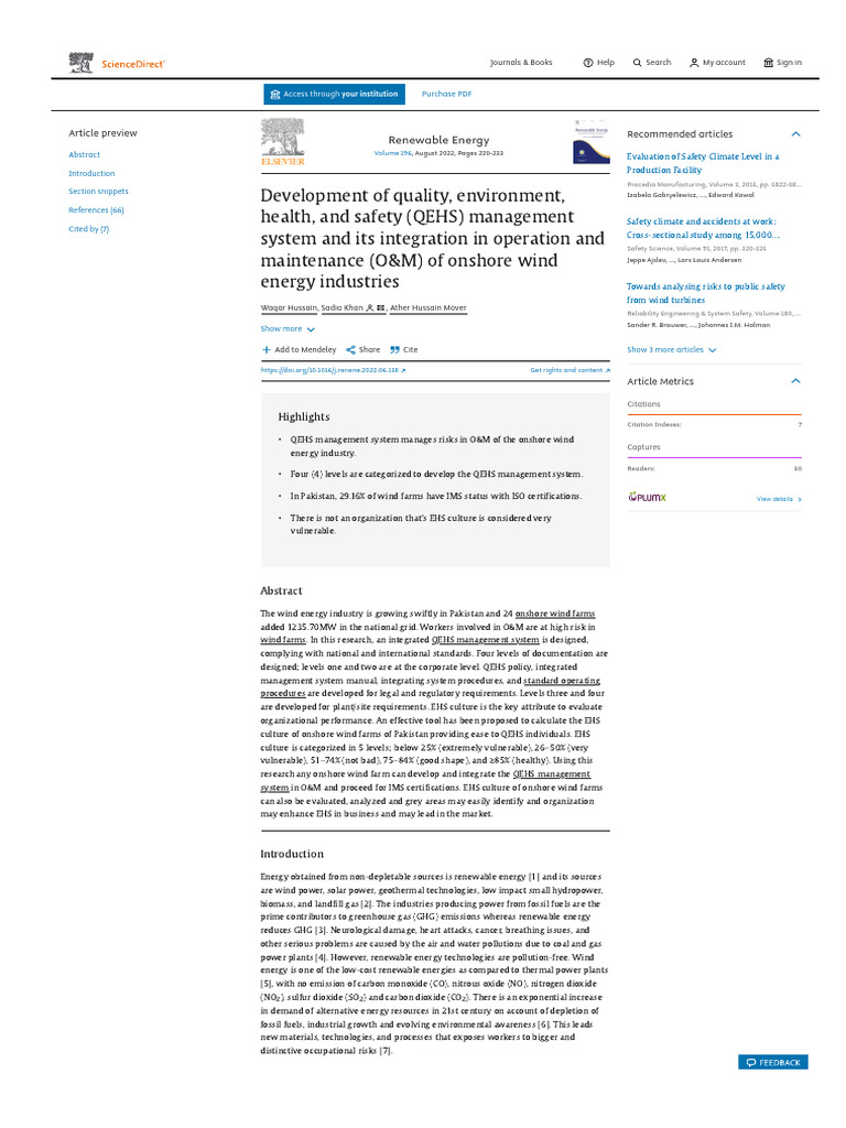 Development of Quality, Environment, Health, and Safety (QEHS ...