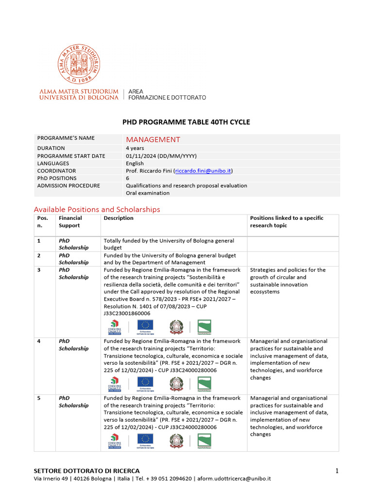 40 PHD Programme Table Management | PDF | Academic Degree | Doctor Of ...