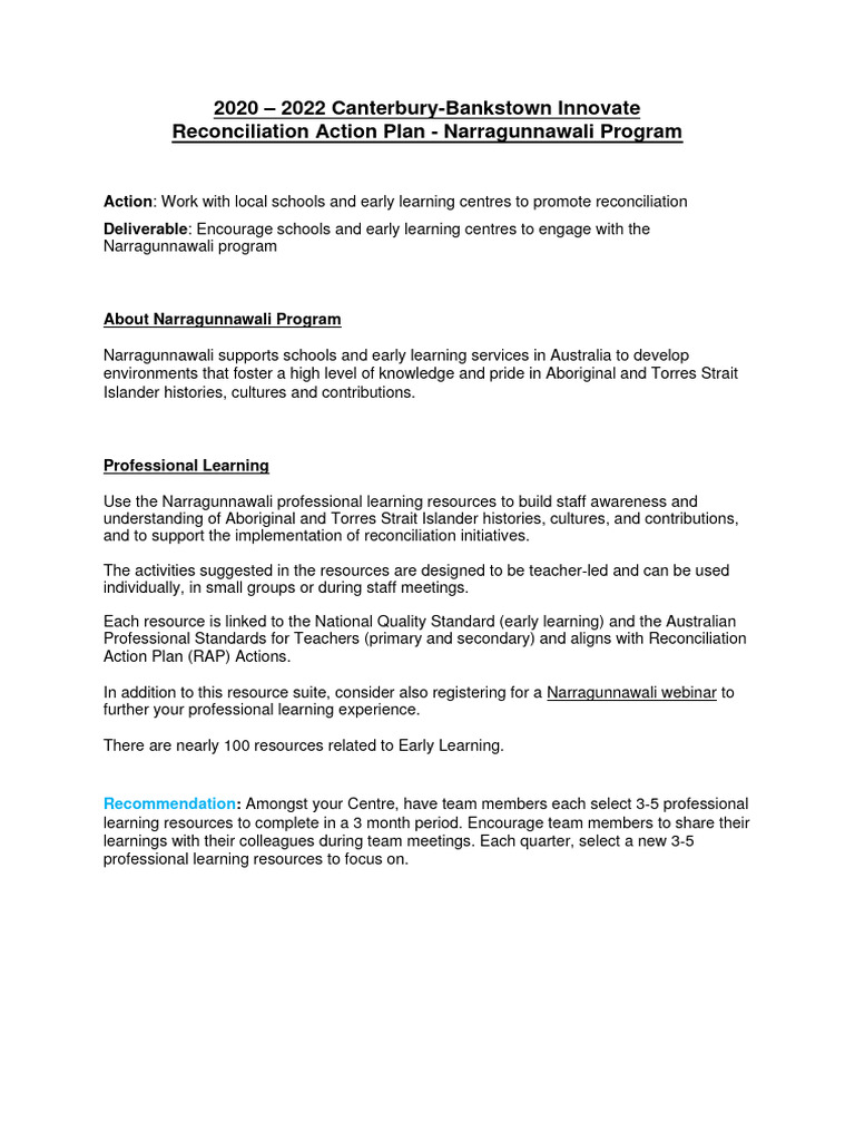 2021 - Narragunnawali Program Guide | PDF | Preschool | Learning