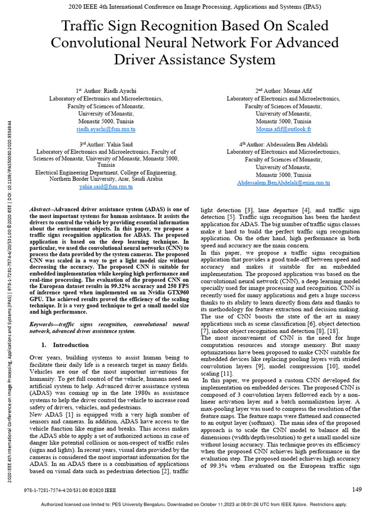 Traffic Sign Recognition Based On Scaled Convolutional Neural Network For Advanced Driver ...
