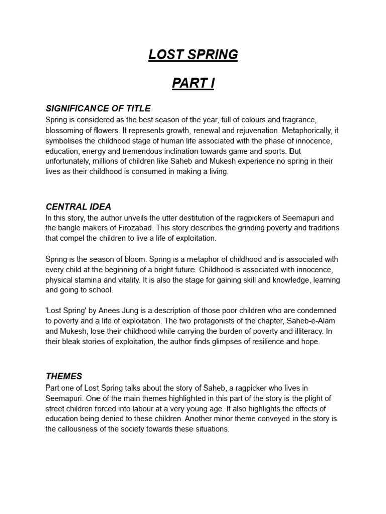 Lost Spring Team A | PDF