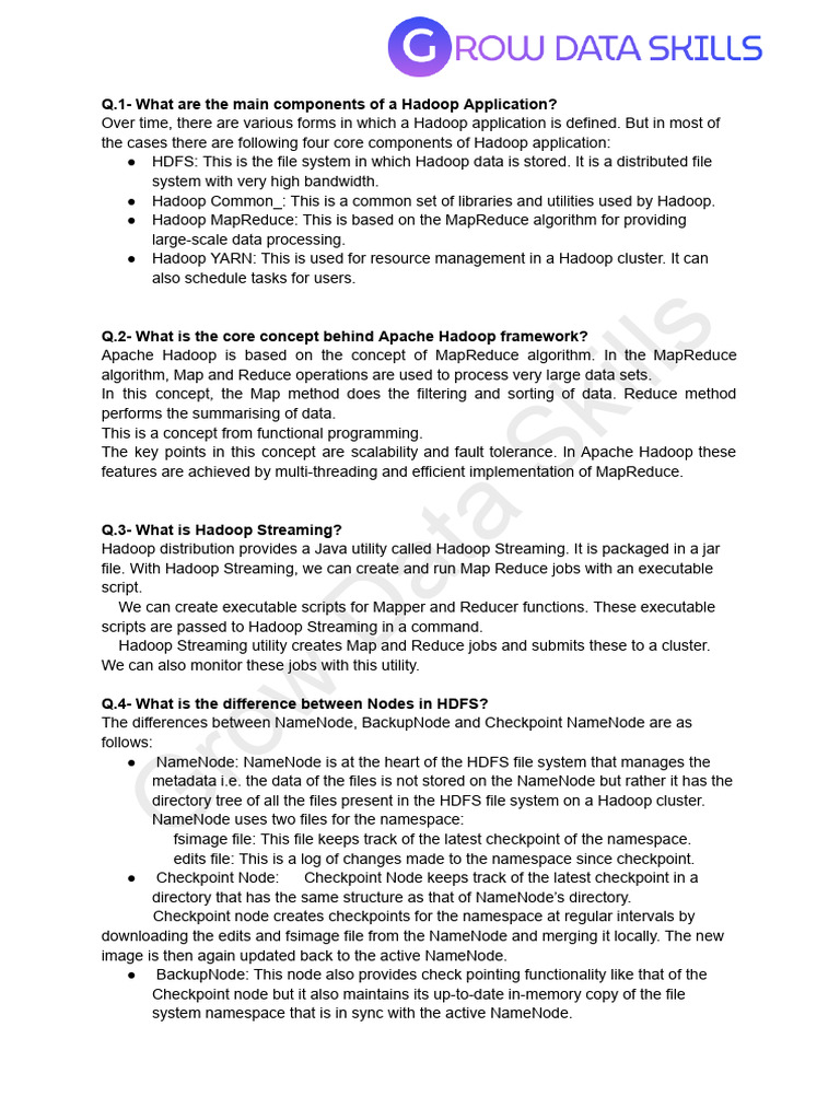 BigData Fundamental and Hadoop Interview Questions | PDF | Apache Hadoop | Map Reduce