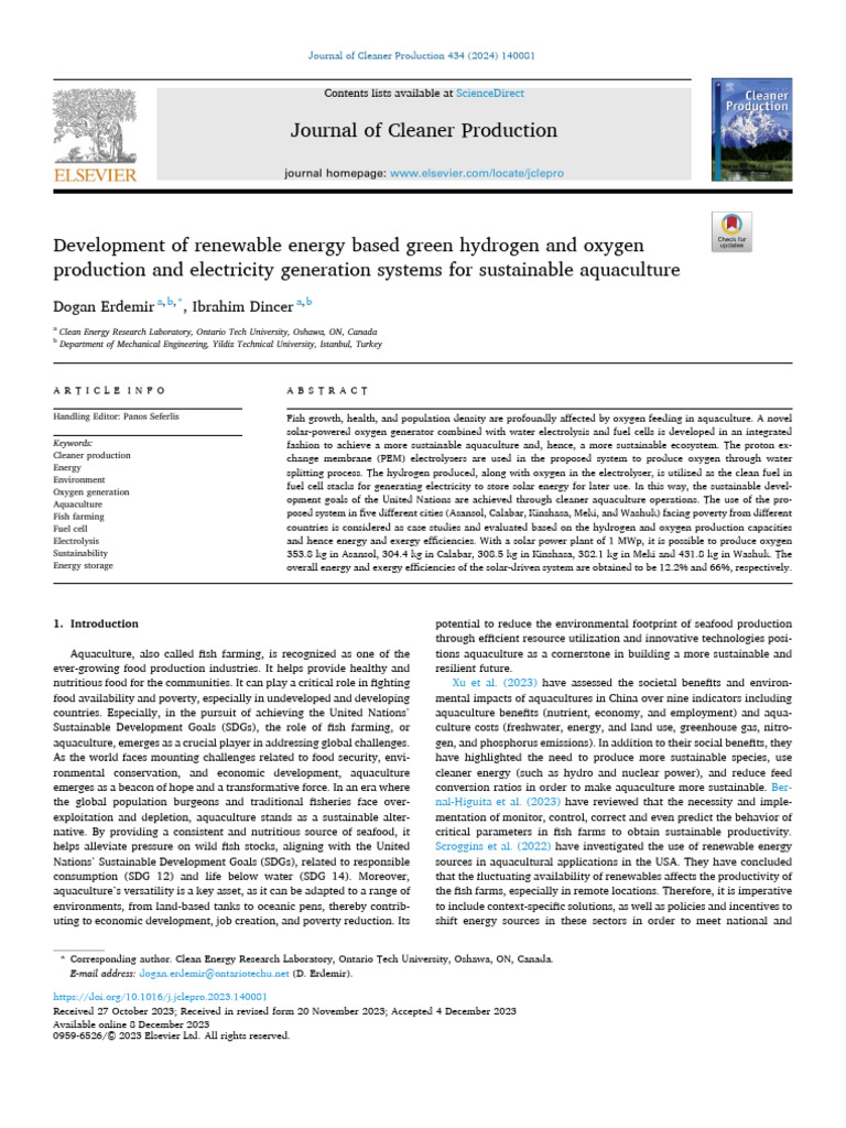 Development Of Renewable Energy Based Green Hydrogen And Oxygen Production And Electricity