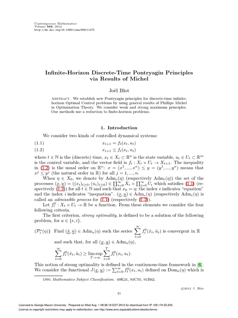 Infinite-Horizon Discrete-Time Pontryagin Principles Via Results of ...
