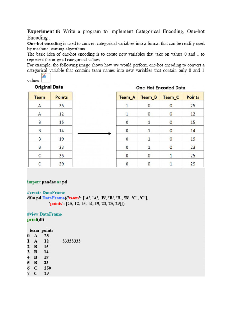 One-Hot Encoding for Categorical Data | PDF