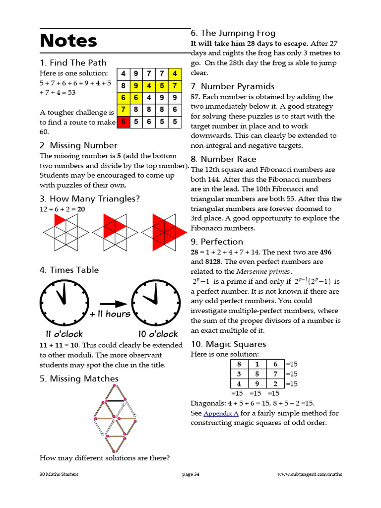 30 Maths Starters Answers | PDF