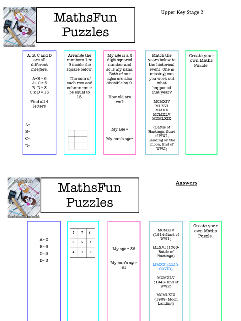 Maths Puzzles (Include Answers) | PDF