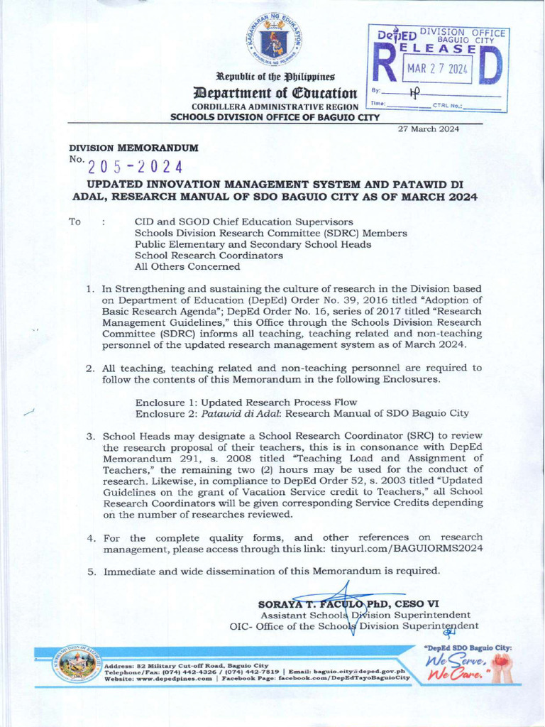 Division Memorandum No. 205 S. 2024 - 0001 - Compressed | PDF