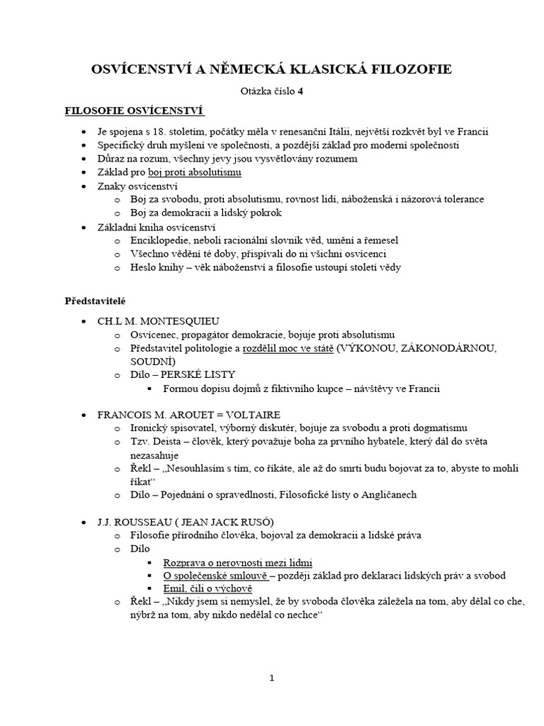 4 - Osvícenství A Německá Klasická Filozofie | PDF