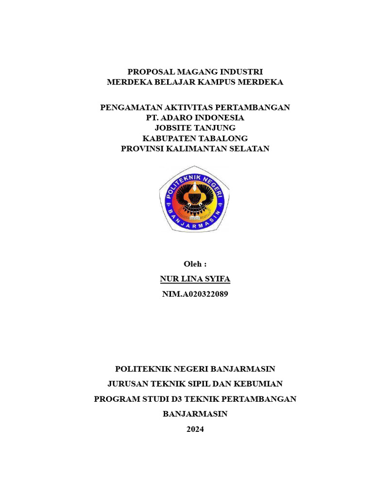 Dachi - A020322070 - PROPOSAL MAGANG INDUSTRI - PT - KDC | PDF