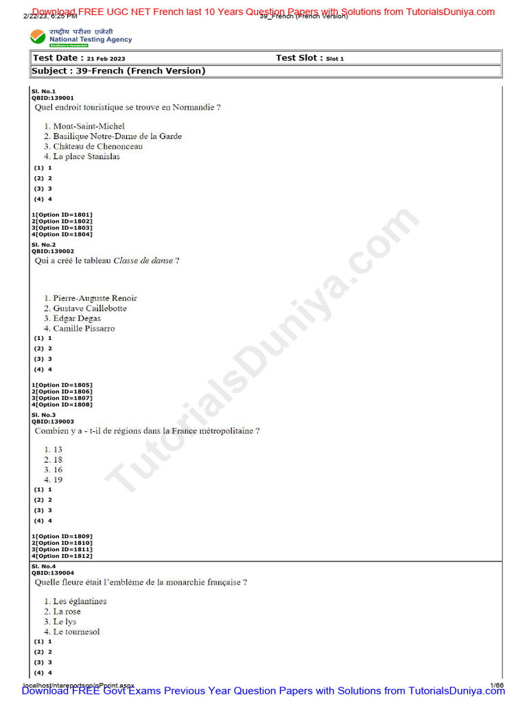 UGC NET French Question Paper Feb 2023 | PDF | Student Assessment And ...