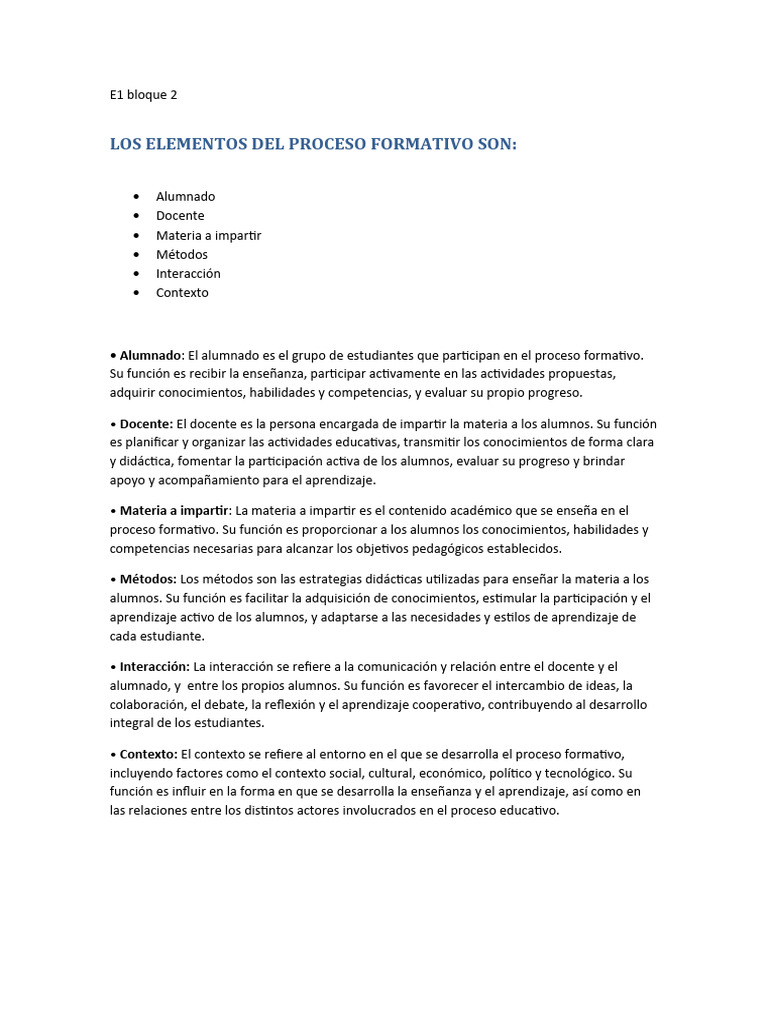 E1 Bloque 2 | PDF | Aprendizaje | Enseñando