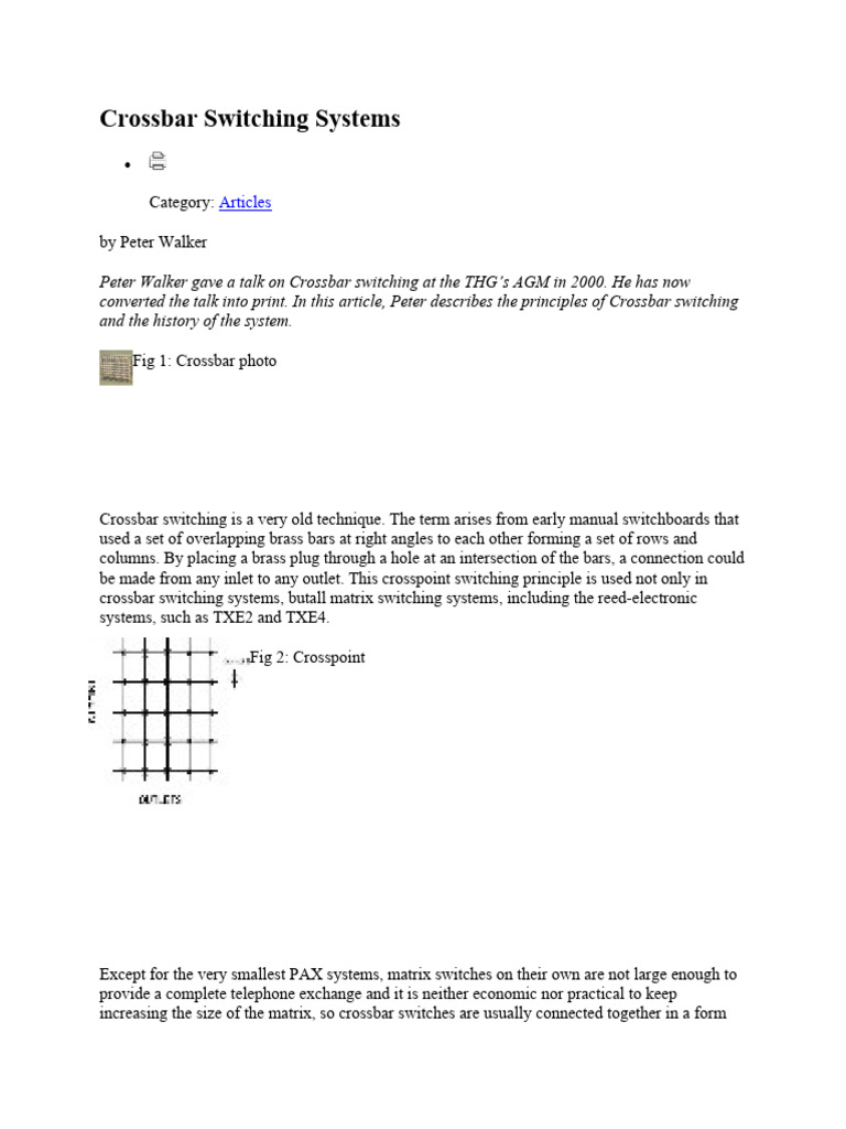 Overview of Crossbar Switching Systems | PDF | Telephone Exchange ...