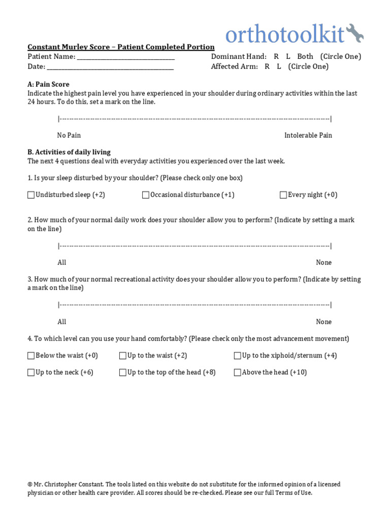 Constant Murley Score.e77fd97c | PDF | Anatomical Terms Of Motion | Joints