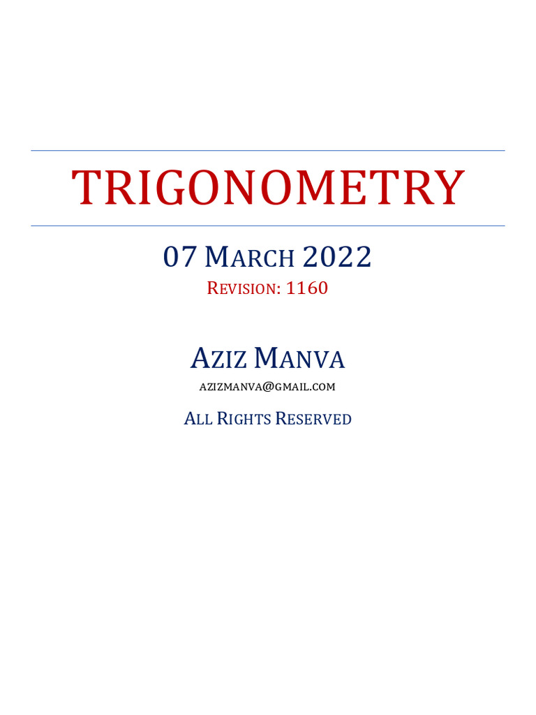 PreCalculus - 01 - Trigonometry | PDF | Trigonometry | Trigonometric Functions