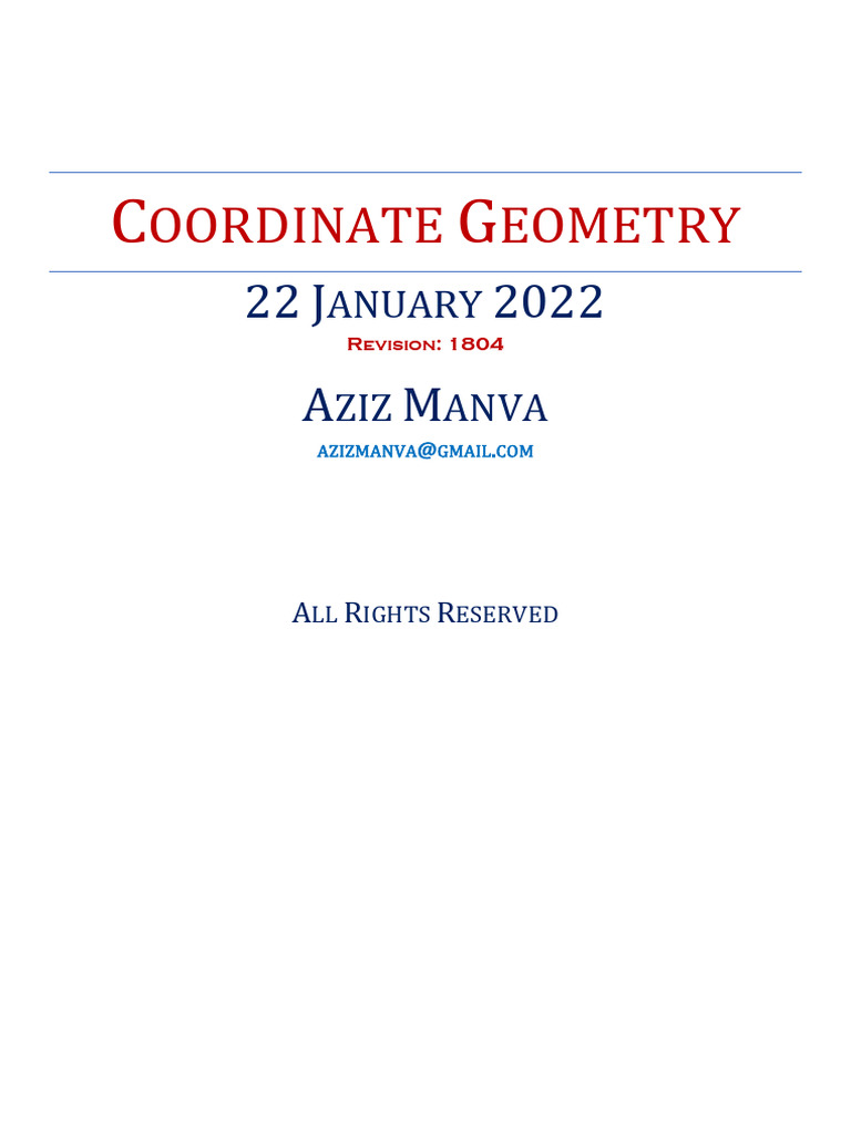 PreCalculus - 03 - Coordinate Geometry | PDF | Cartesian Coordinate ...