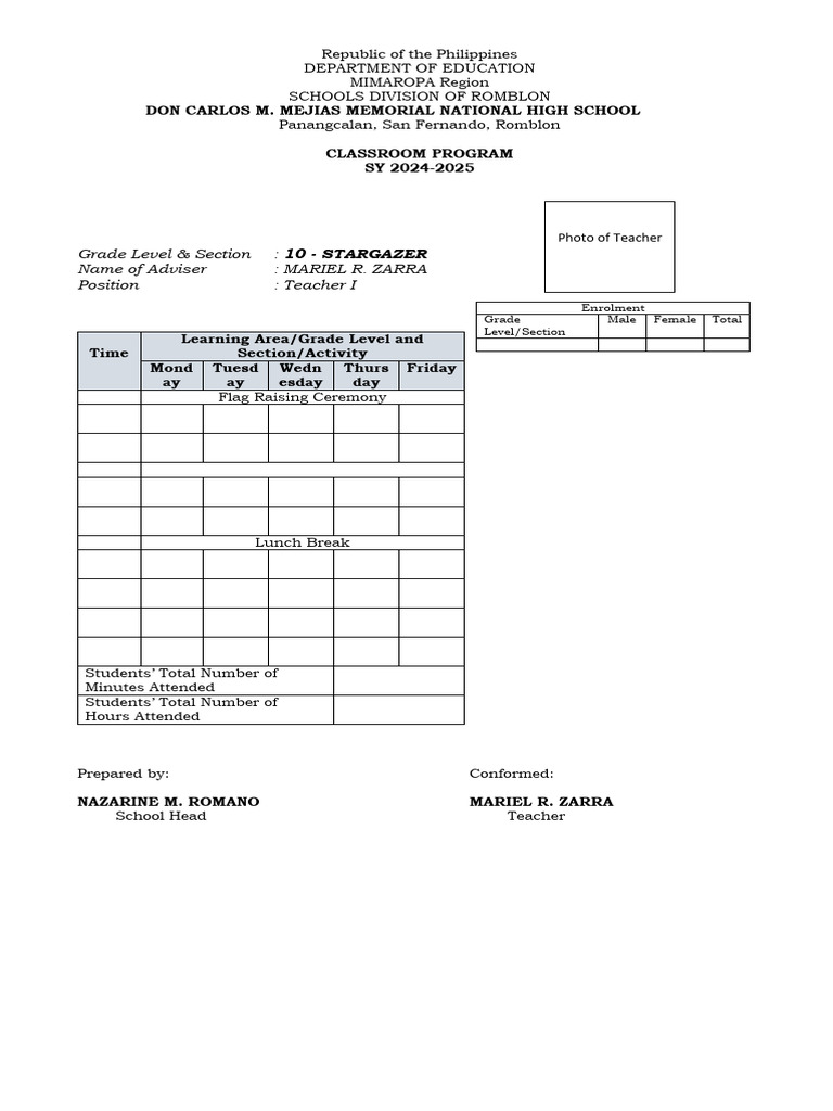 Classroom Program Pdf