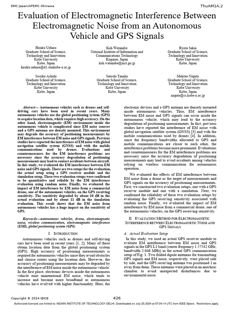 Evaluation of Electromagnetic Interference Between Electromagnetic Noise From An Autonomous ...