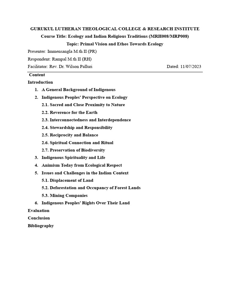 Primal Visions and Ethos | PDF | Indigenous Peoples | Nature