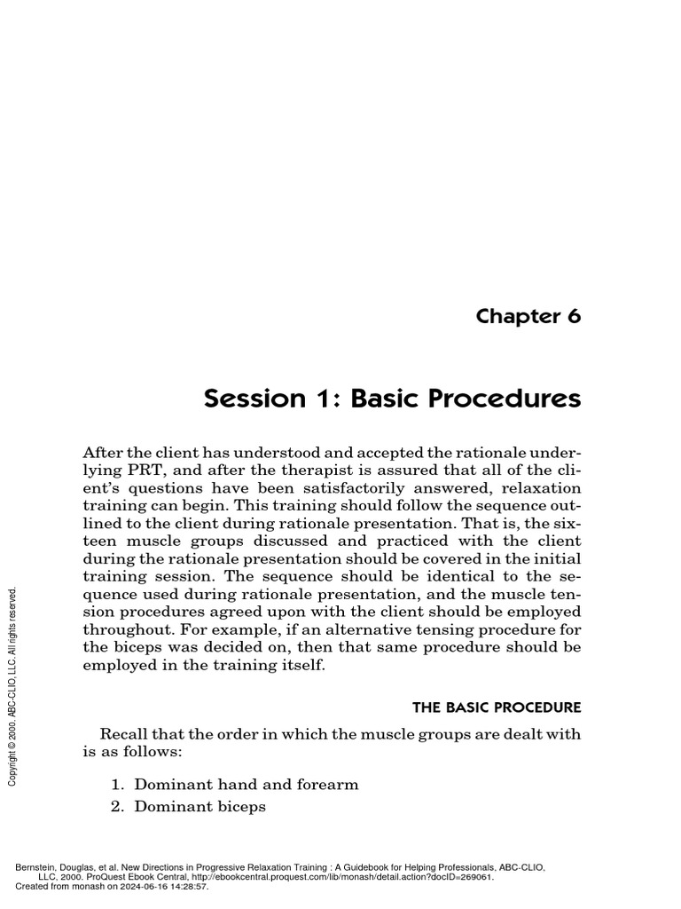 PMR Basic Procedure | PDF | Relaxation (Psychology) | Skeletal Muscle