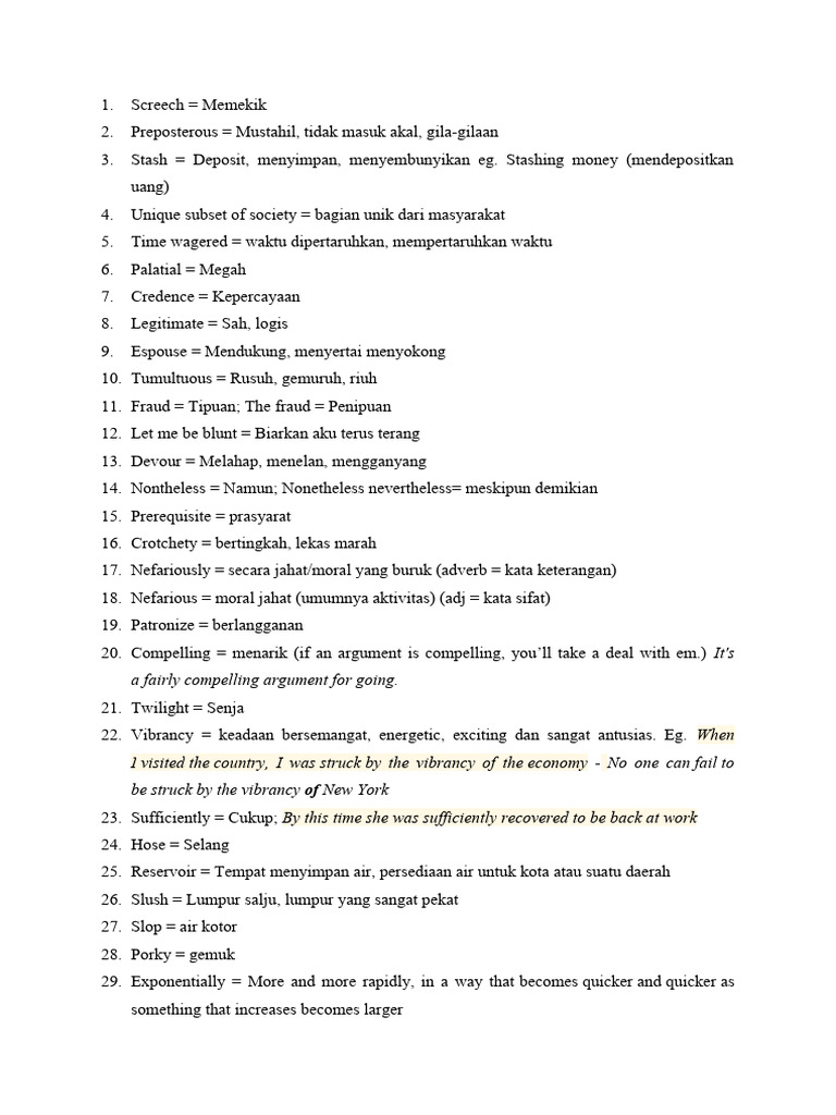 English-Indonesian Vocabulary Guide | PDF