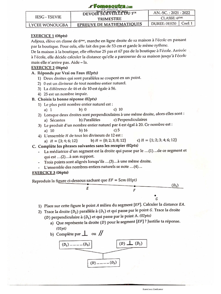 DSPT Maths 6e.5e.3e Le 18-11-2021 | PDF