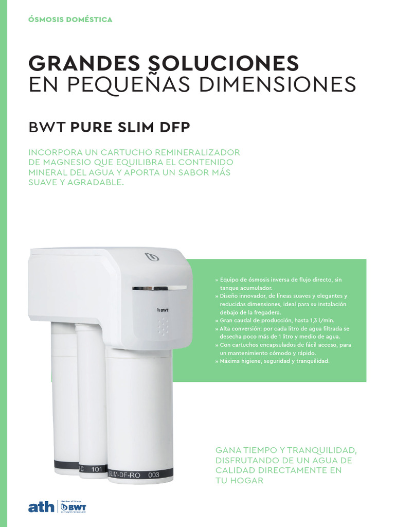 BWT Pure Slim DFP | PDF | Agua | Ósmosis