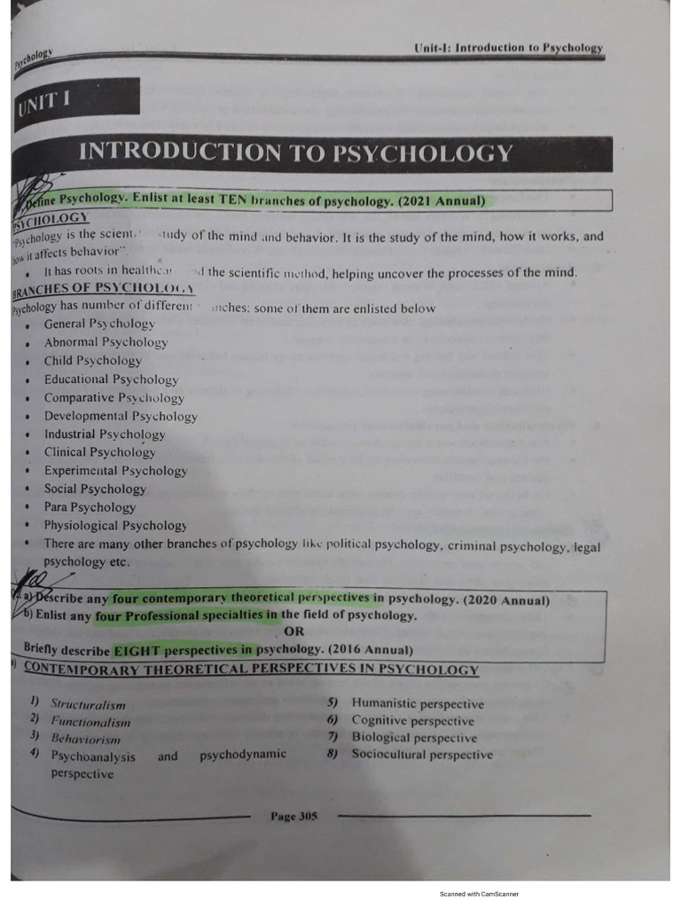 Psychology Past Papers | PDF
