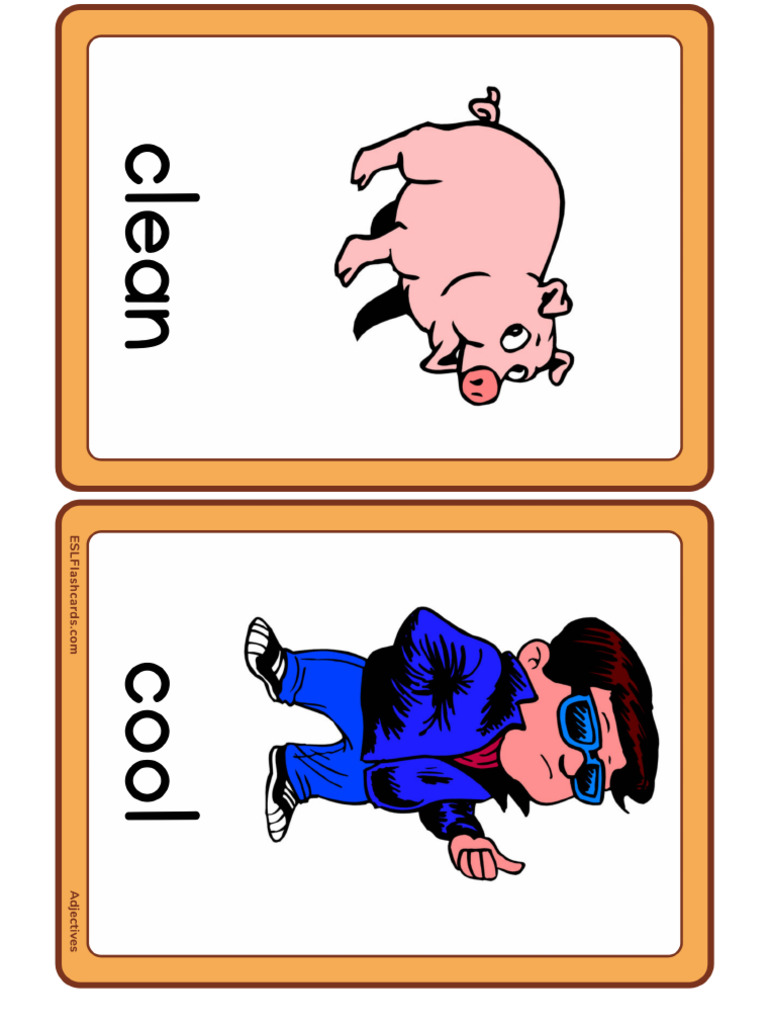 Adjectives Medium Flashcards With Labels | PDF