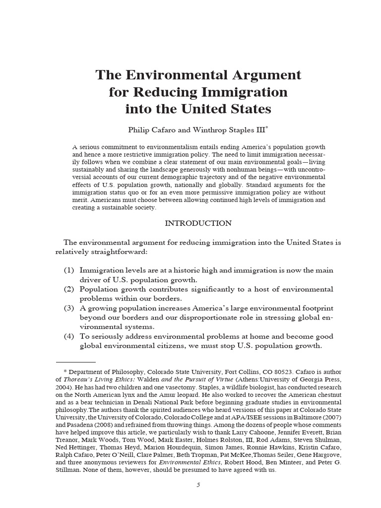 The Environmental Argument For Reducing Immigratio | PDF | Urban Sprawl ...