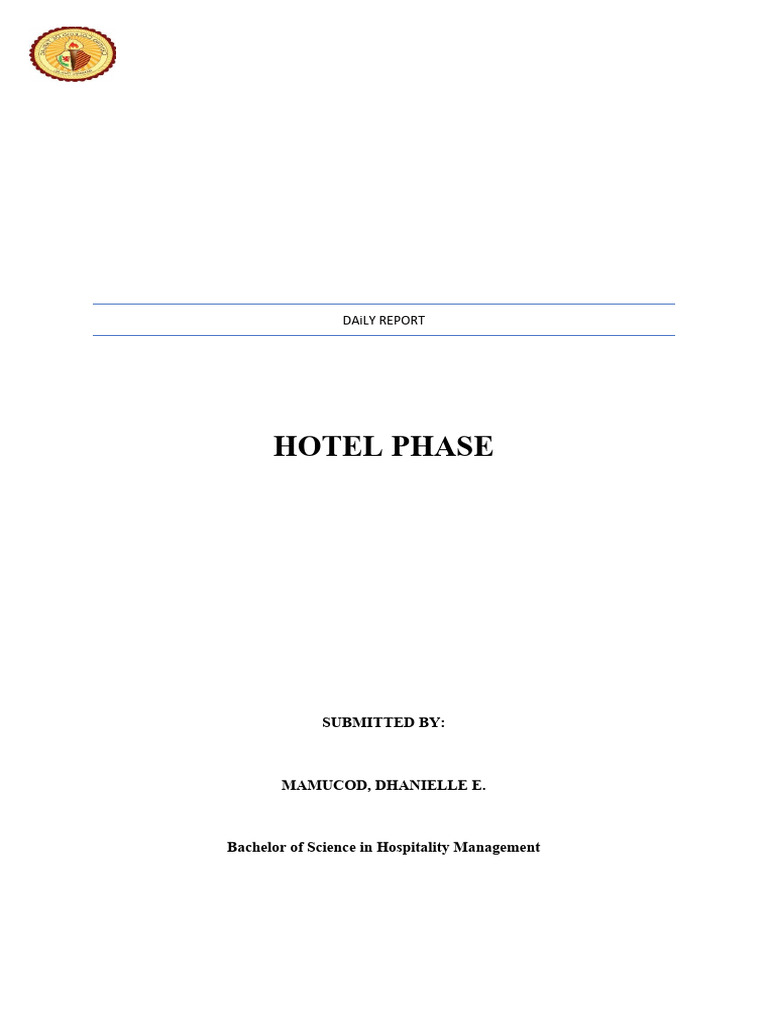 Diary-Hotel-Phase and FNB | PDF