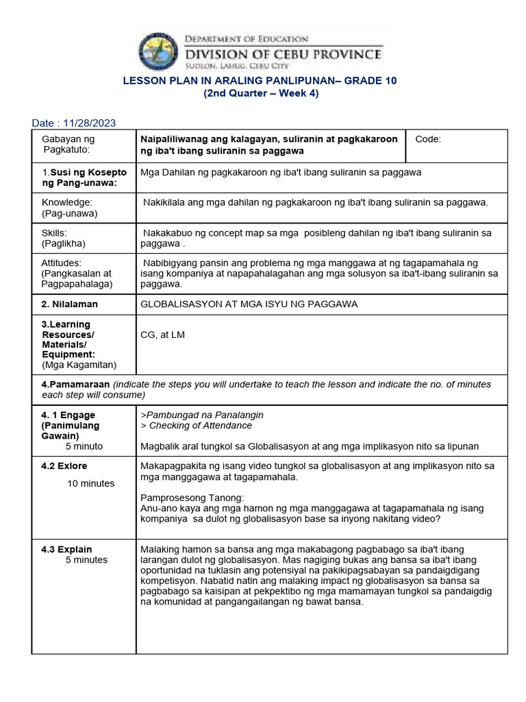 DLP Araling Panlipunan 2ND Quarter | PDF