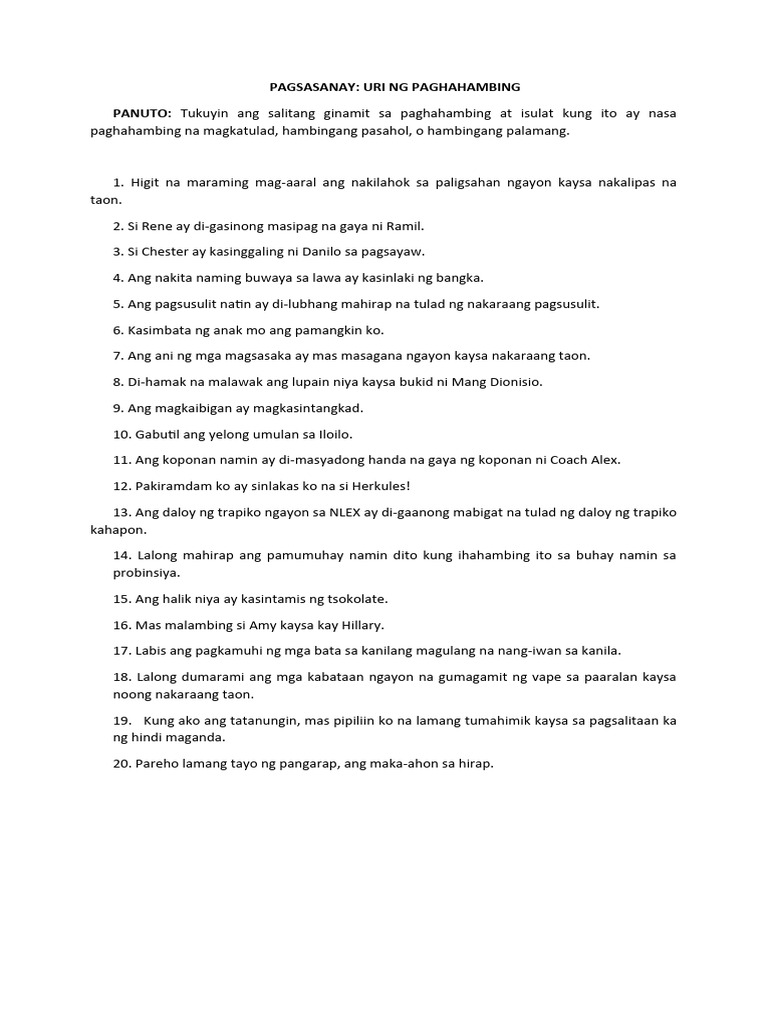 Paghahambing Ws | PDF