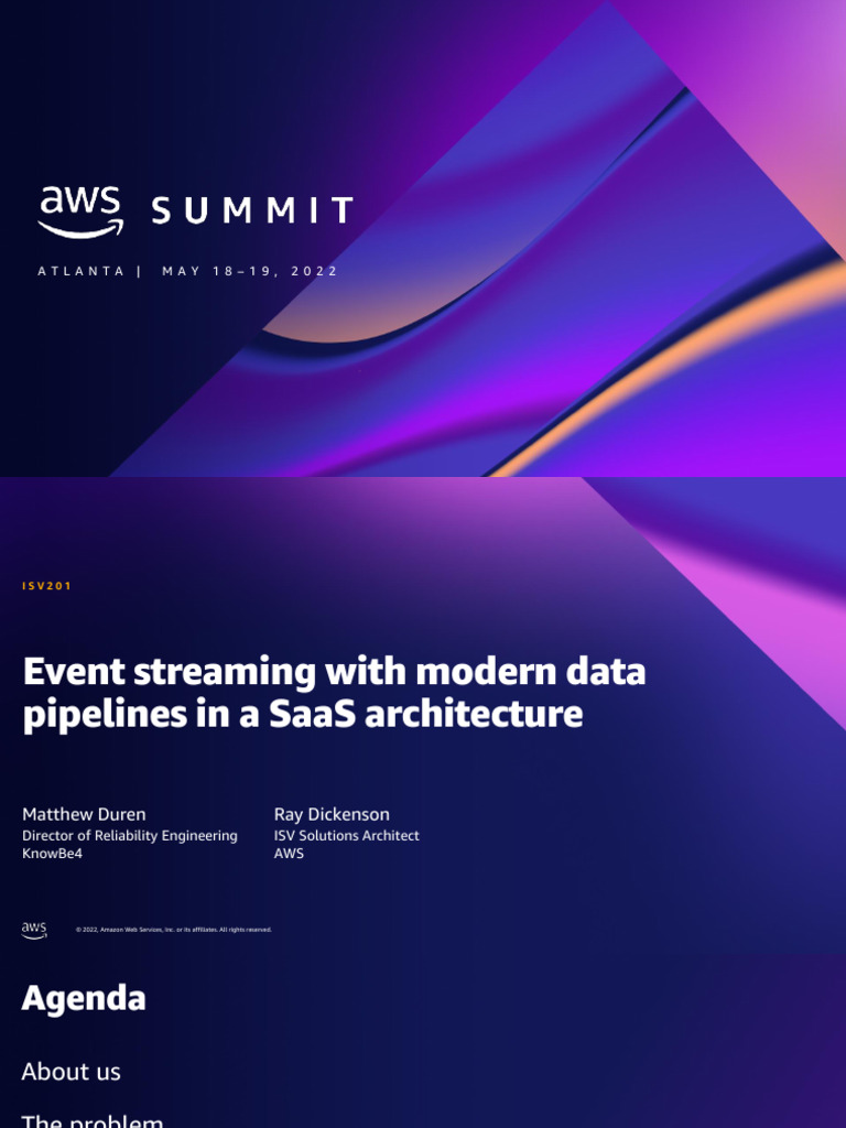 Event Streaming With Modern Data Pipelines in A SaaS Architecture ISV201 | PDF | Amazon Web ...