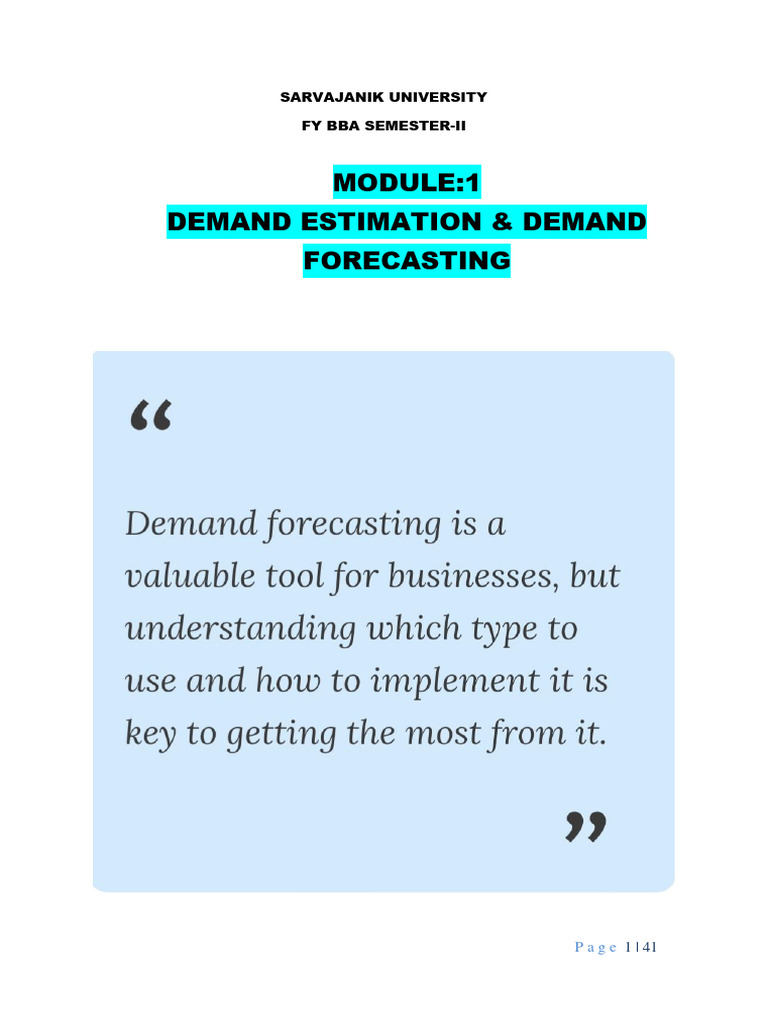 Demand Estimation & Demand Forecasting - 1 | PDF | Forecasting | Demand
