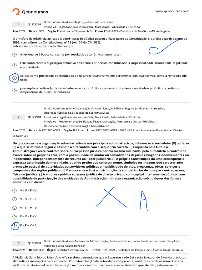 (01-03-22) 20 Questões de DA - Princípios e Poderes Adm. RESPONDIDAS | PDF | Poder Policial (Lei ...