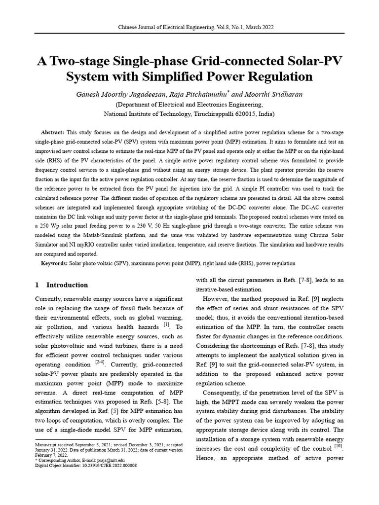 Simplified Control for Grid-Connected PV System | PDF | Photovoltaic System | Power Inverter