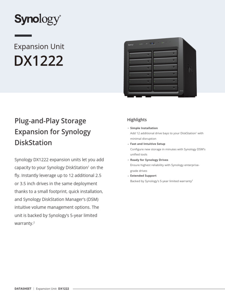 Synology DX1222 Data Sheet Enu | PDF | Alternating Current | Computer Hardware