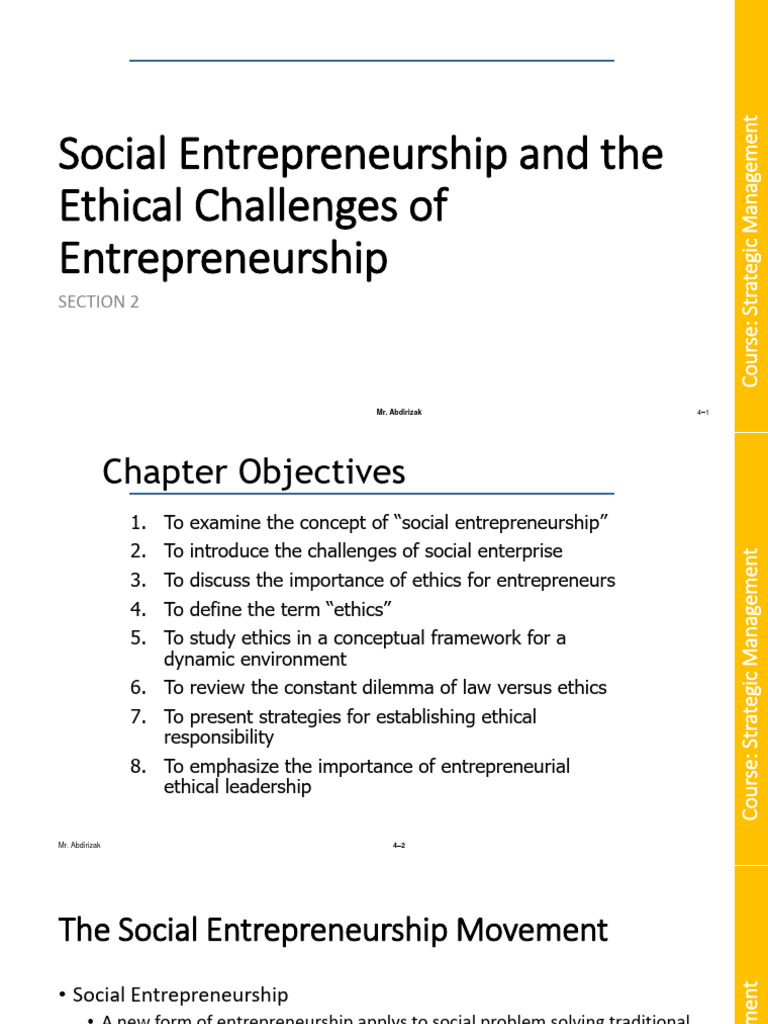 Module 2 Social Entrepreneurship and The Ethical Challenges of ...