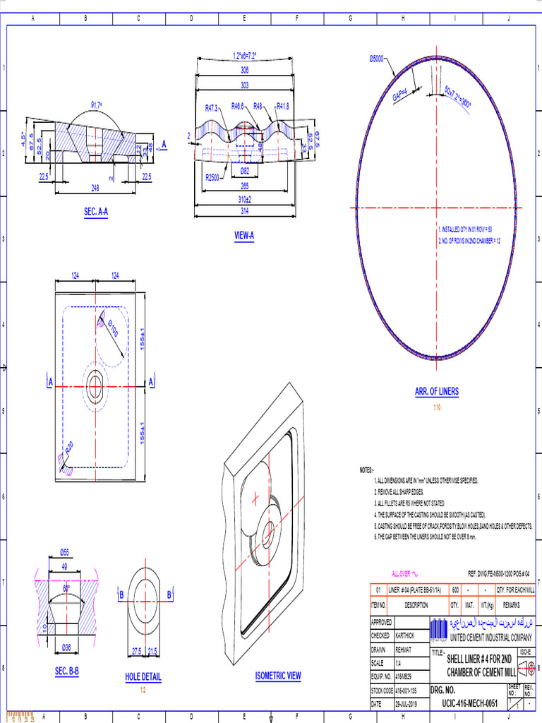 UCIC-416-MECH-0051 SHELL LINER # 4 FOR 2ND CHAMBER OF CEMENT MILL (ESTANDA) - Model | PDF ...