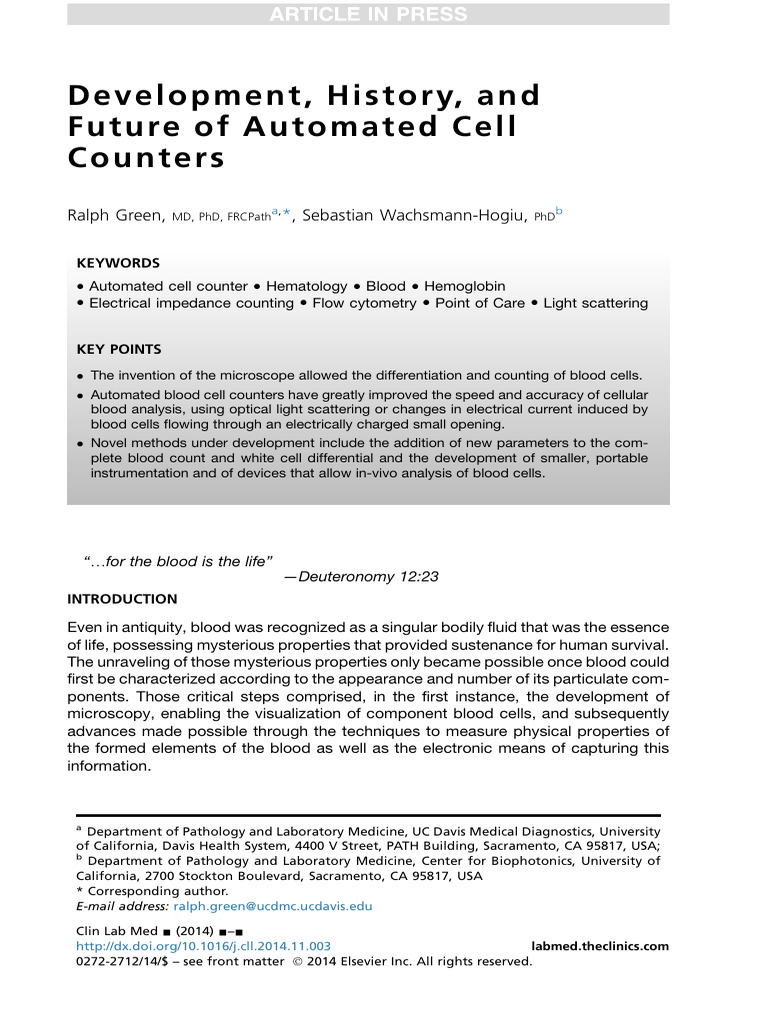 Development, History, and | PDF | Flow Cytometry | Cytometry