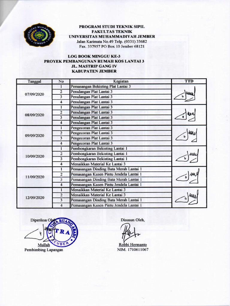 Lembar Absen MNGG 3003 | PDF