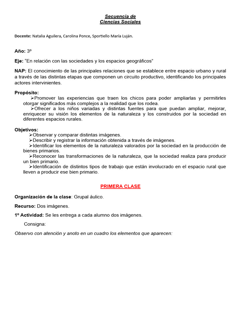 Espacios Rurales y Urbanos en 3º Grado | PDF | Sociedad | Materia prima