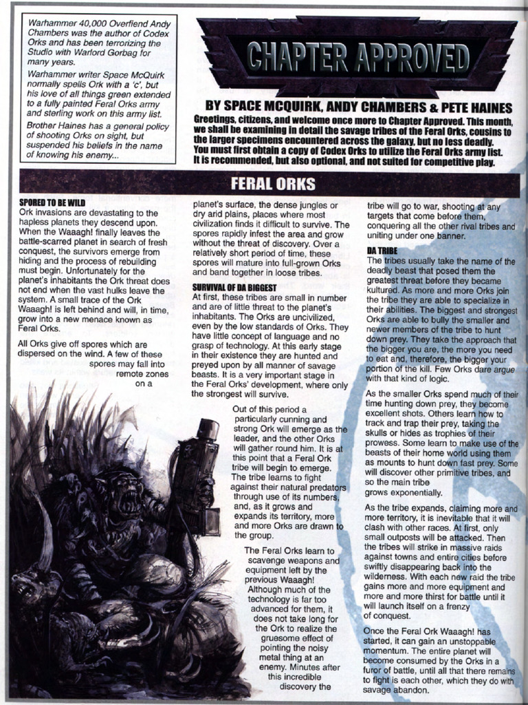 Warhammer 40k - Codex - Errata - Chapter Approved Feral Orks Army List-Compressed | PDF
