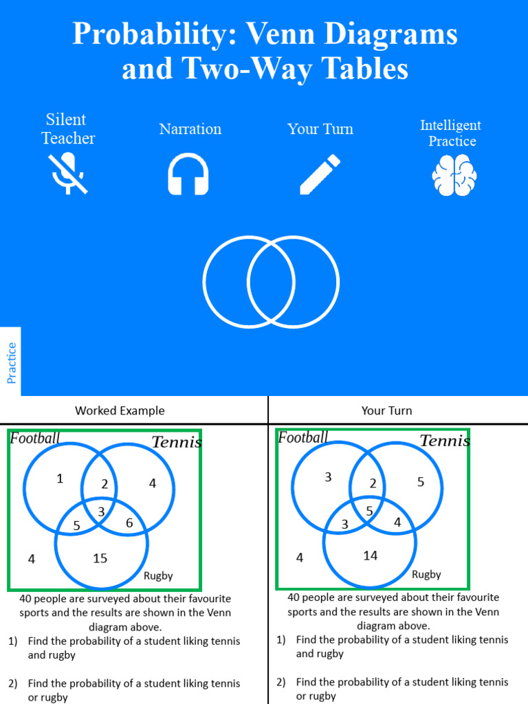 Probability From Venn Diagram and Two Way Tables | PDF | Conceptual ...