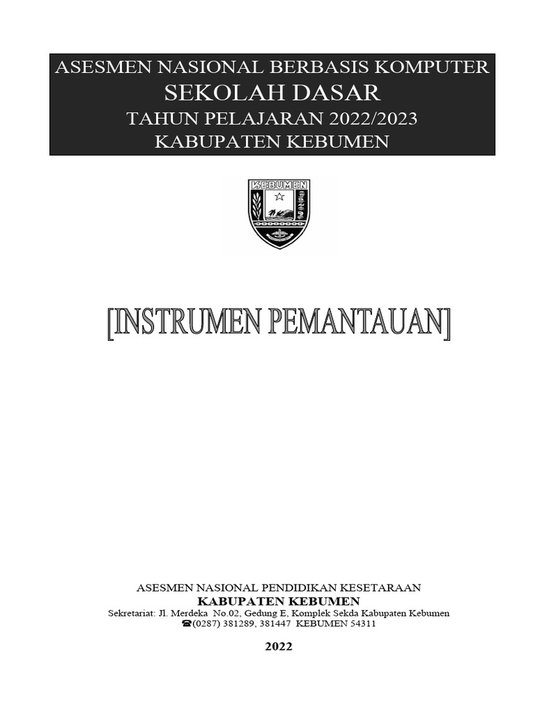 Instrumen Pemantauan ANBK-SD 2022 | PDF